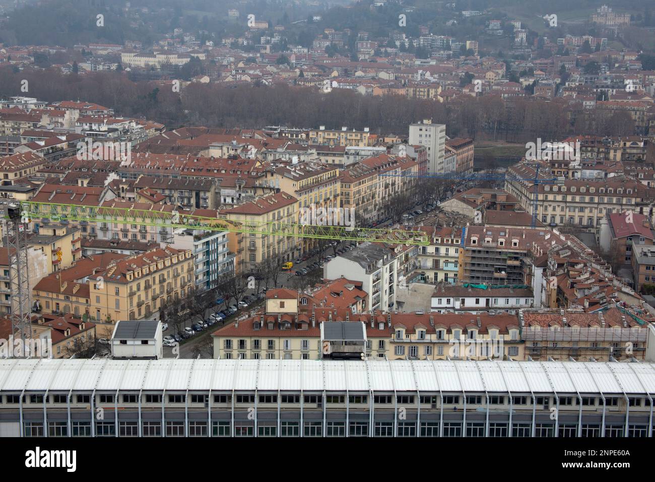 View of Turin from the Mole Antonelliana tower viewing platform, Turin ...