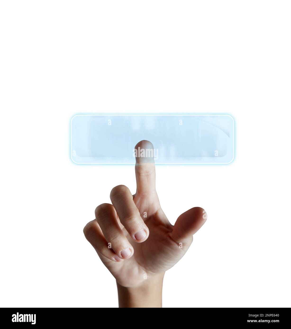 Finger touches the screen concept of finding solution Stock Photo - Alamy