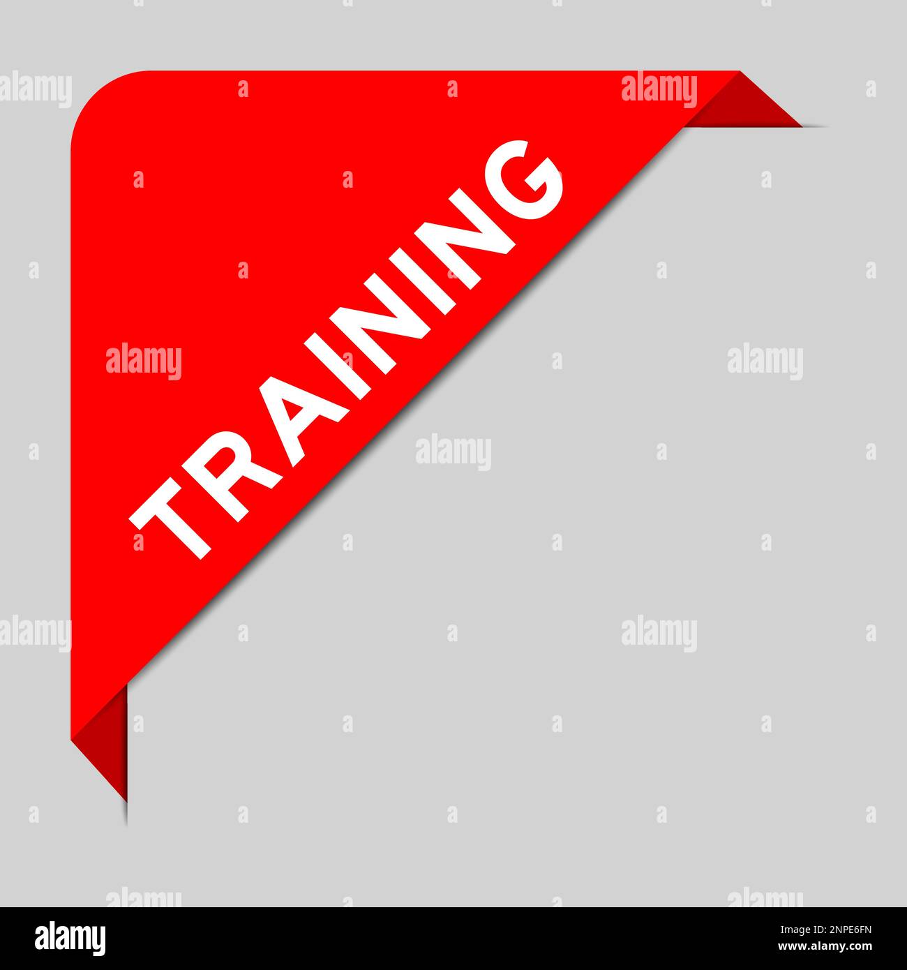 Red color of corner label banner with word training on gray background ...
