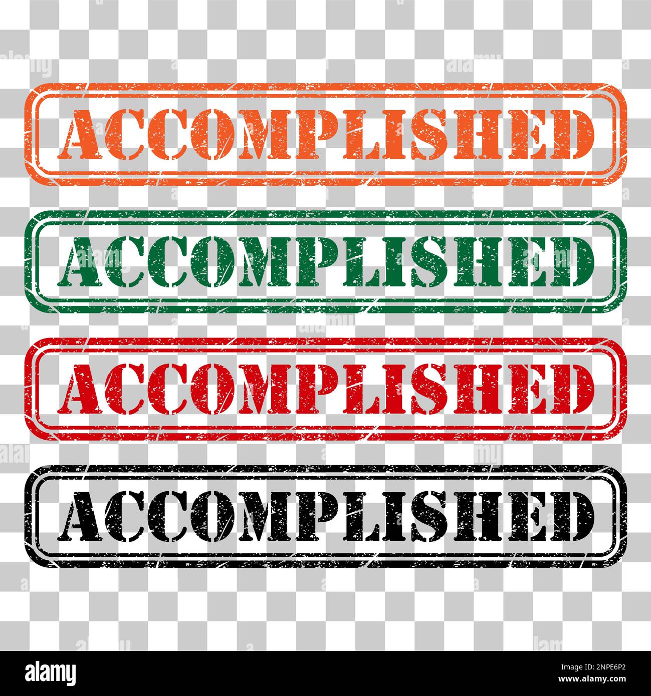 Set of Accomplished stamp symbol, label sticker sign button, text banner vector illustration ...