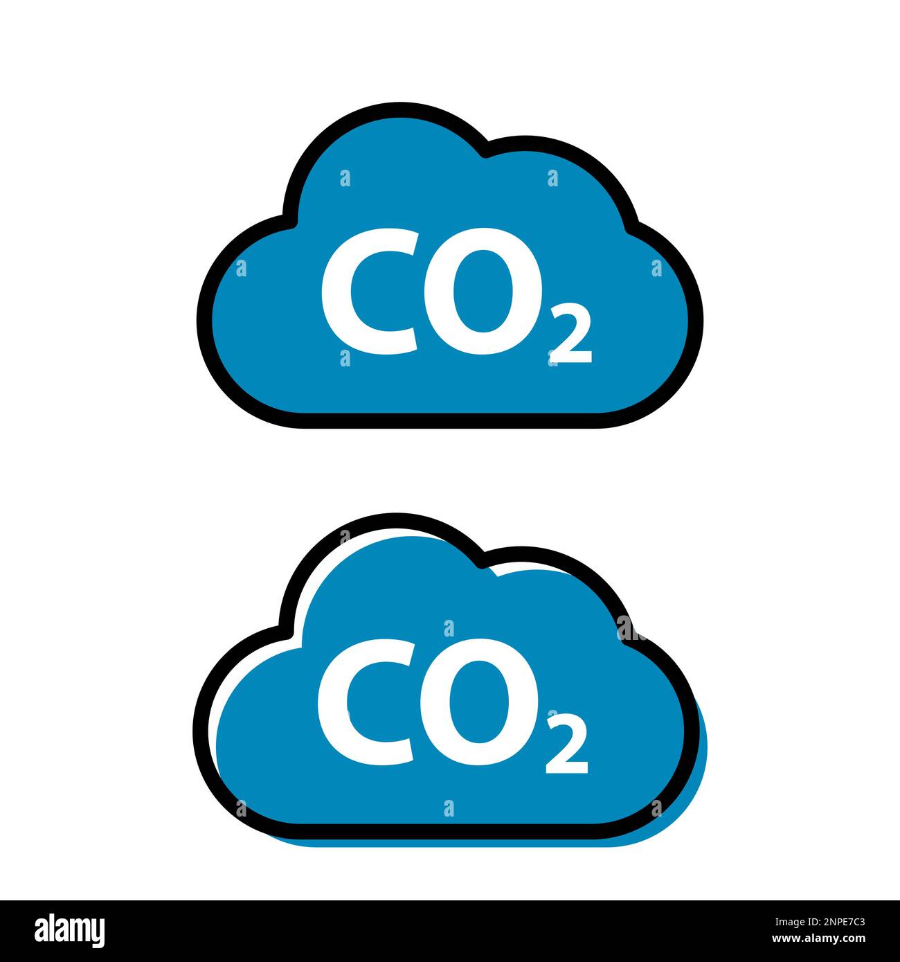Set of CO2 reduce cloud icon, clean global emission, environment eco ...