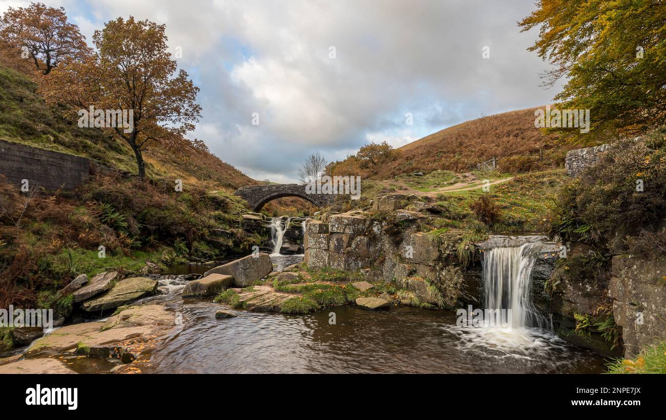 Two waterfalls captured in the pretty autumnal colours at Three Shires ...