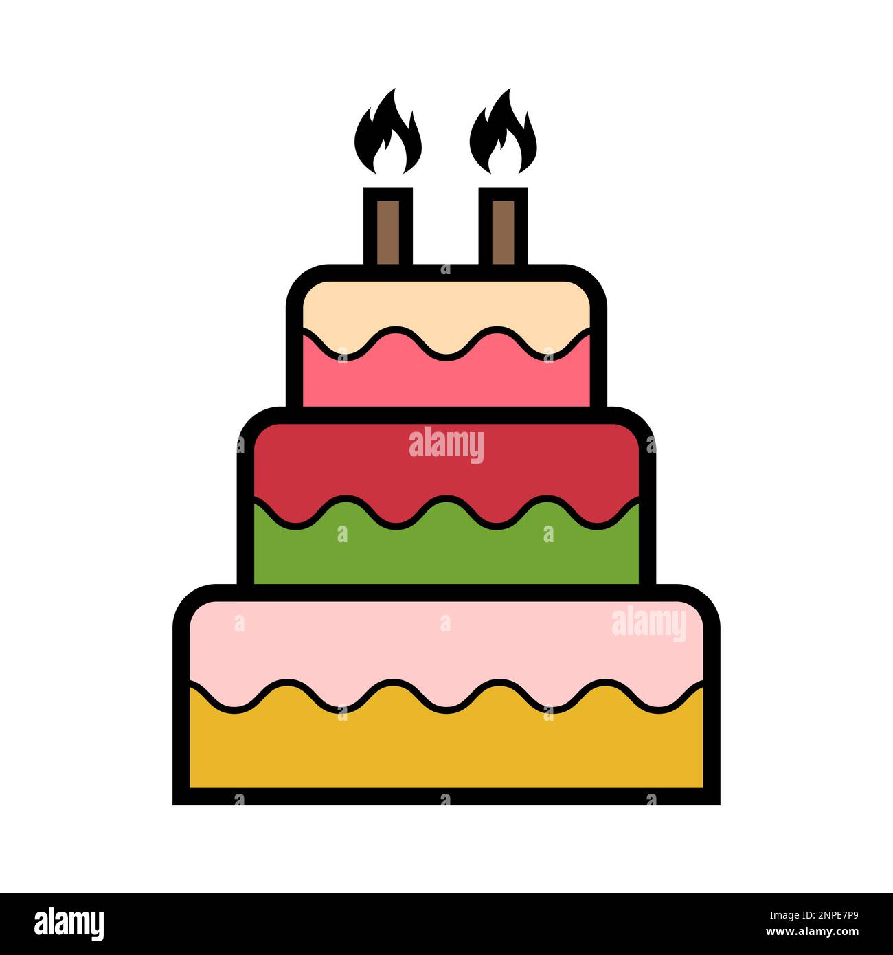 Sweet cake icon, bakery dessert food symbol, happy birthday day graphic ...
