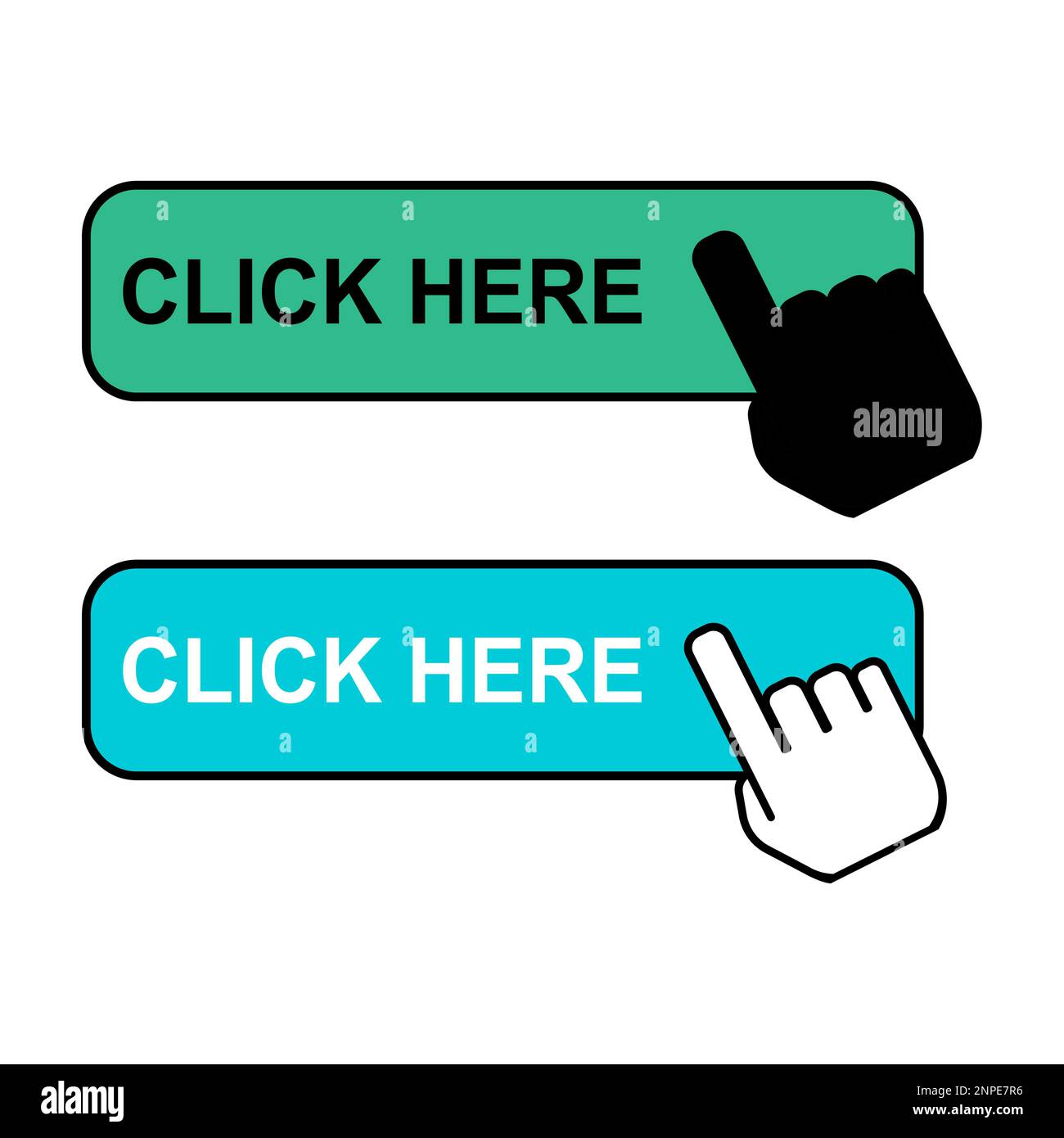Set of Click here web button, internet flat pointer design, press link ...