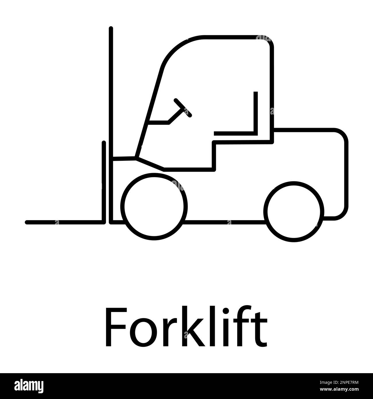 Forklift transport icon, industry vehicle machine symbol, fork truck ...