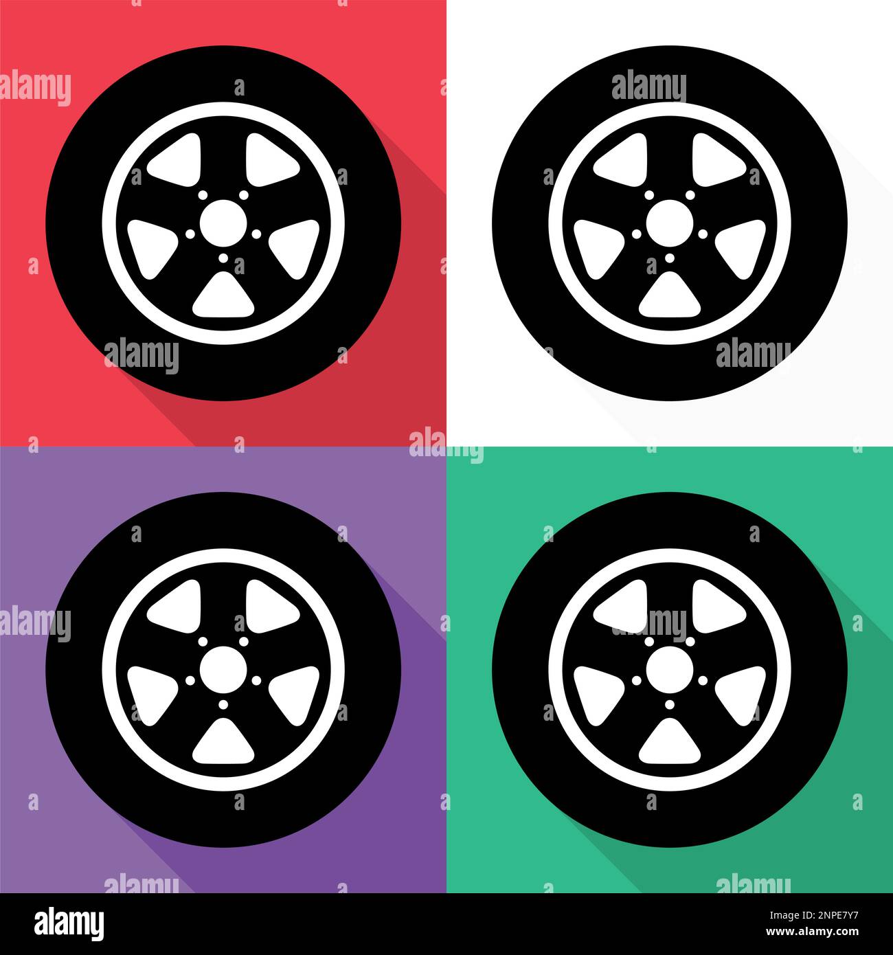 Set of Auto car wheel icon, vehicle tire rim symbol, automotive race ...
