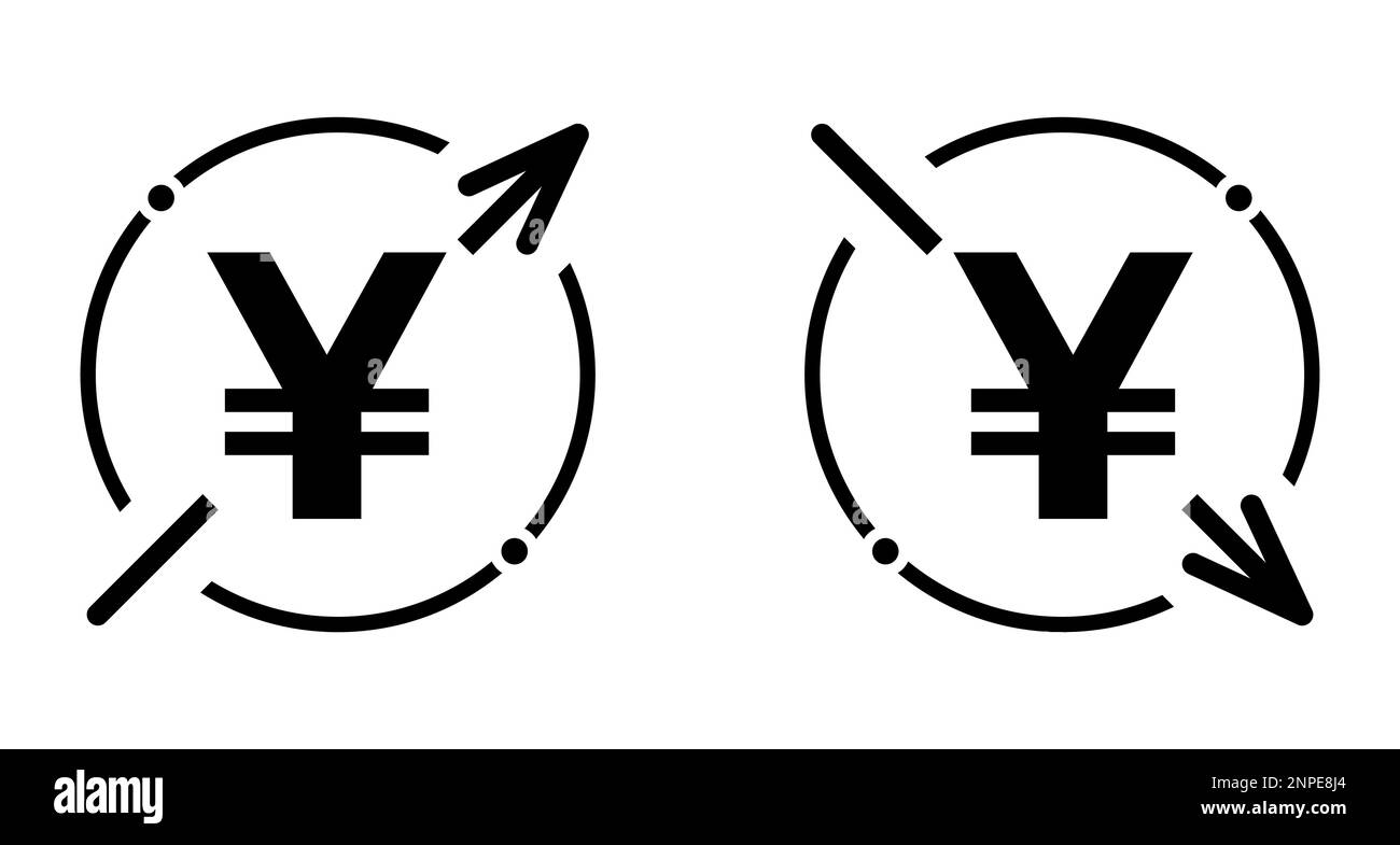 Set of cost symbol yuan increase and decrease icon. Money vector symbol ...