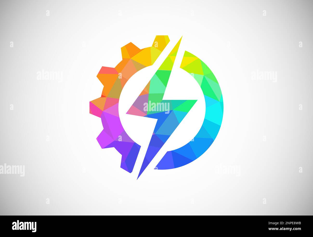 Polygonal low poly electricity logo template lighting bolt sign symbol ...