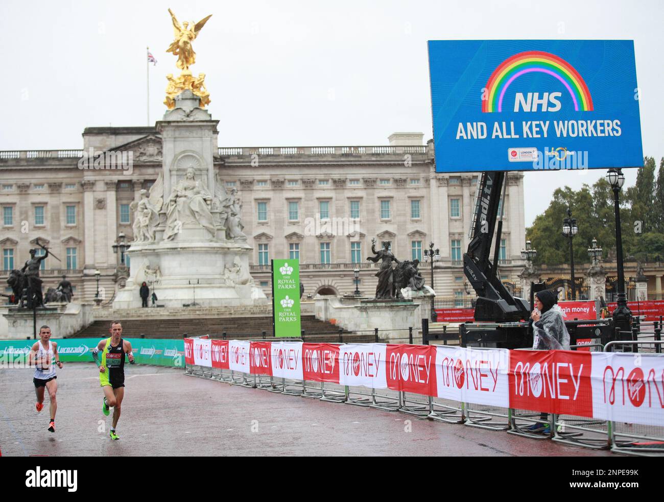 A sign thanking NHS workers displayed on the course during the London ...