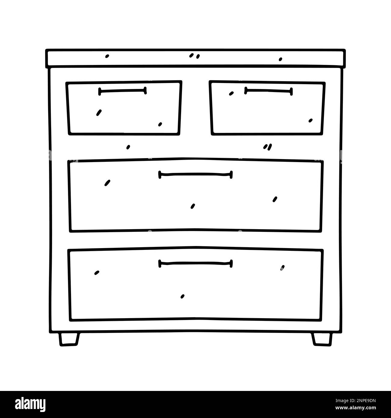 Drawersin hand drawn doodle style. Dresser furniture isolated on white ...