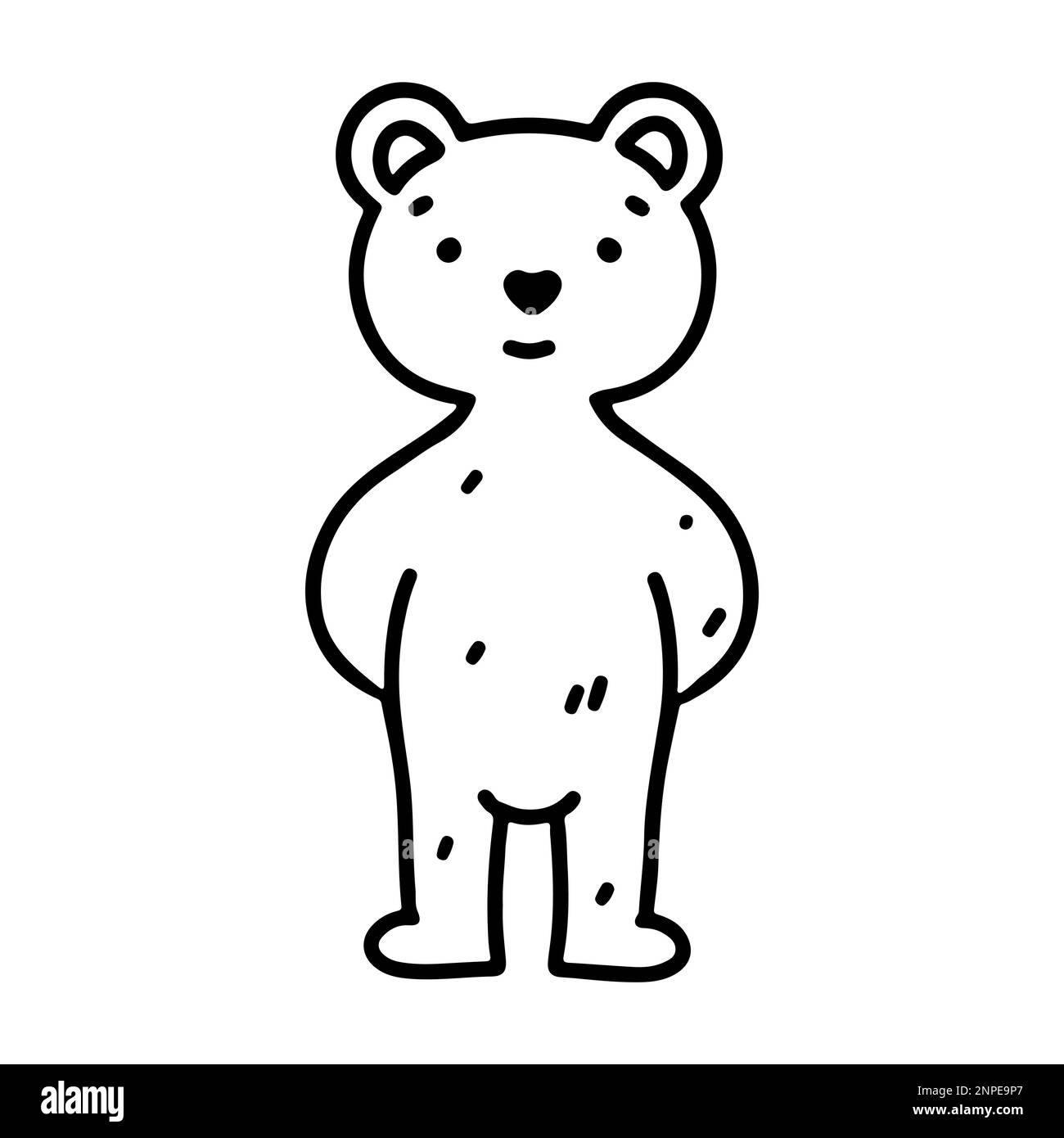 Teddy bear toy in hand drawn doodle style. Cute child element for ...