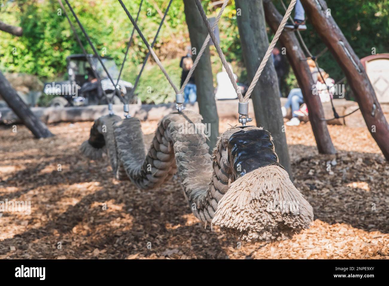 Children's swing that looks like a snake made of a huge rope Stock ...