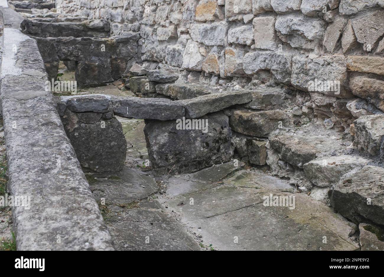 Ancient stone gutter with rapids in the castle Stock Photo - Alamy