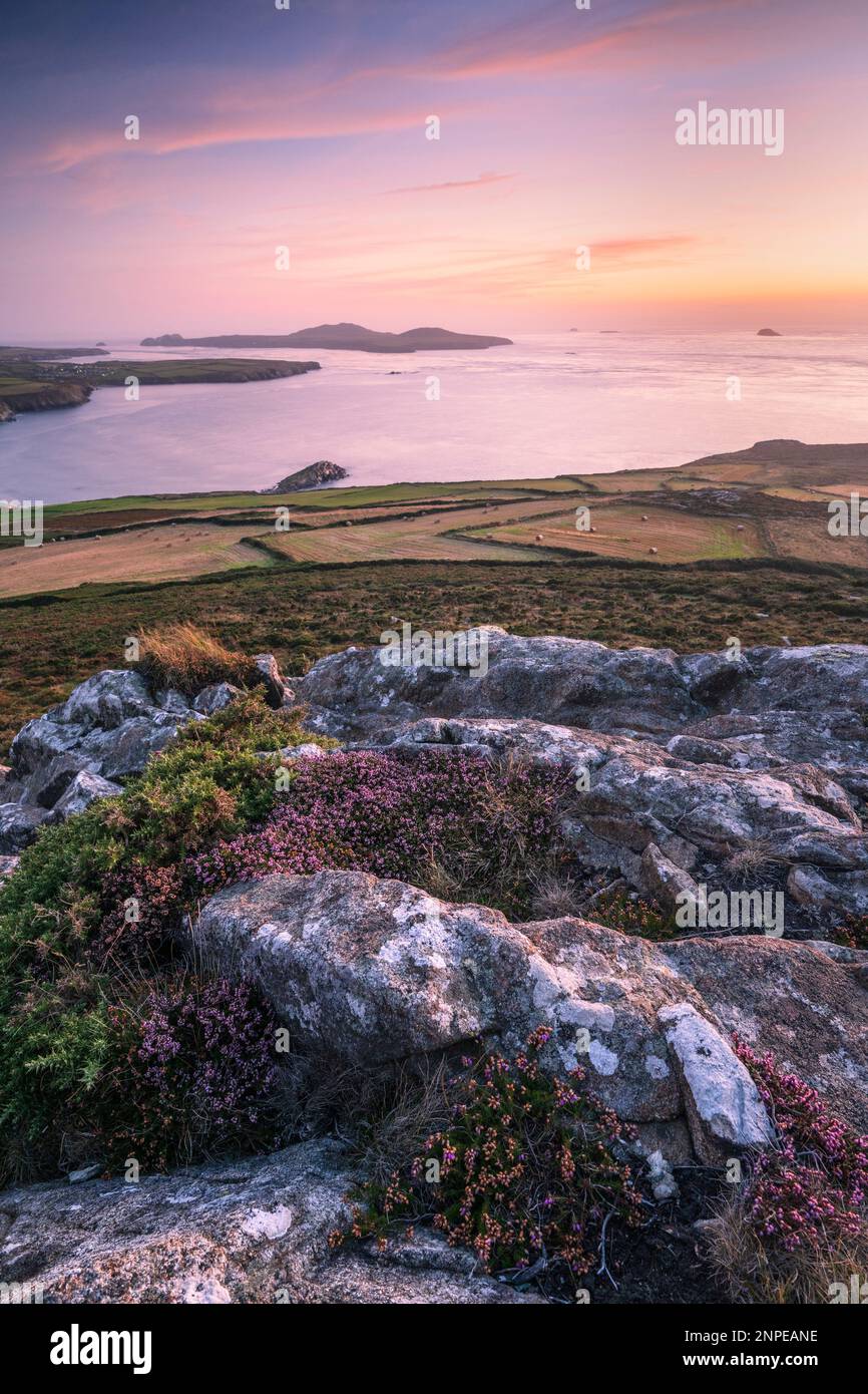 Sunset over Whitesands Bay from Carn Llidi in Pembrokeshire Stock Photo ...