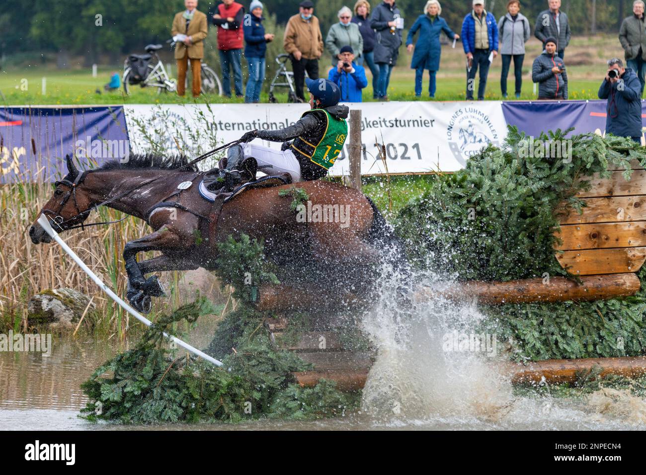 The German eventing rider Josephine Schnaufer from Singapore in actionduring the cross-country ...