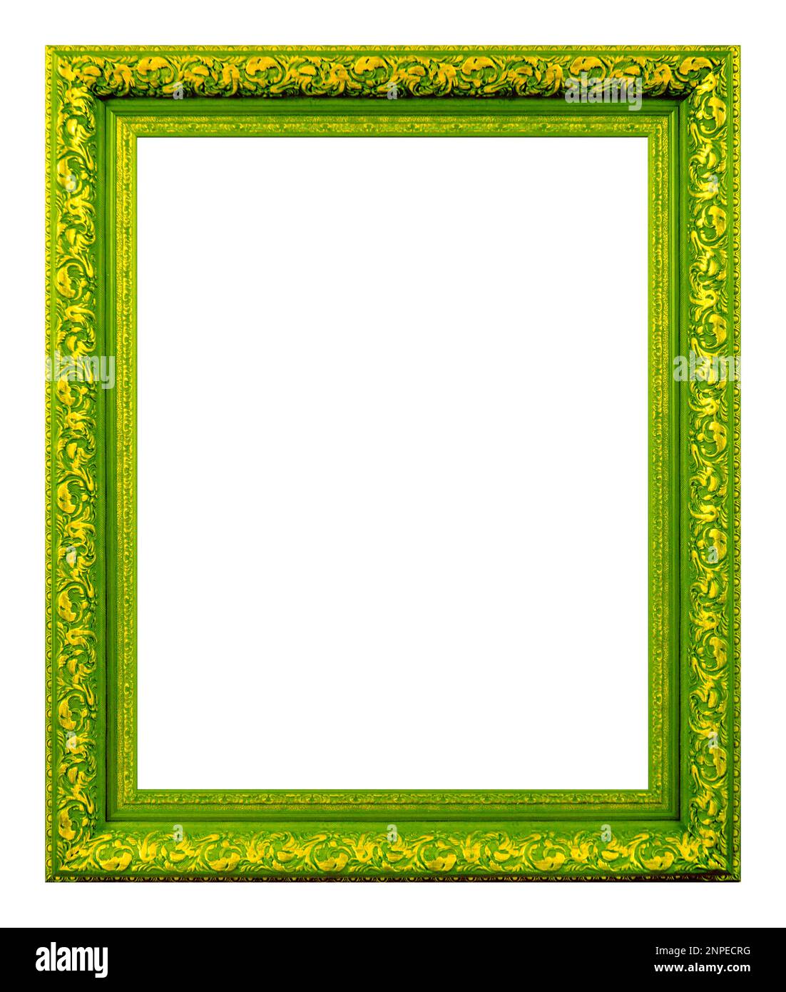 Antique green and gold frame isolated on the white background Stock ...