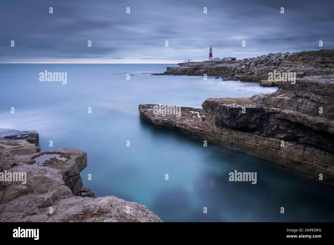 Portland Bill lighthosue at dusk Stock Photo - Alamy
