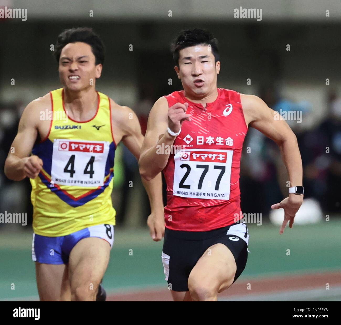 Yoshihide Kiryu (277) competes during the men's 100 meter final of the ...
