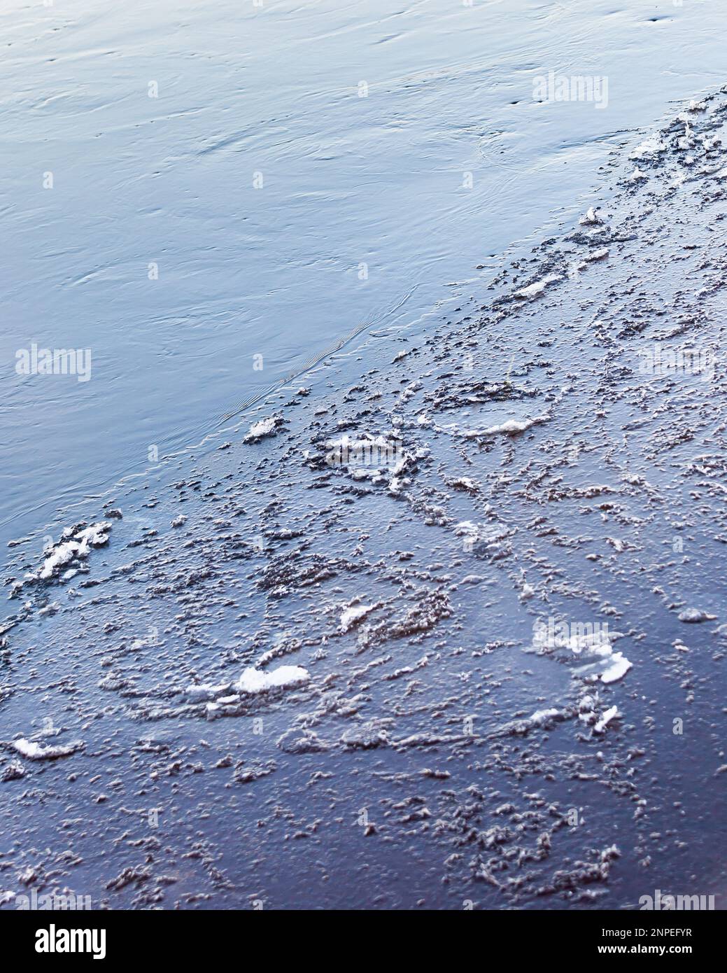 Thin ice on the river in the sunlight. Texture. Photo in high quality ...