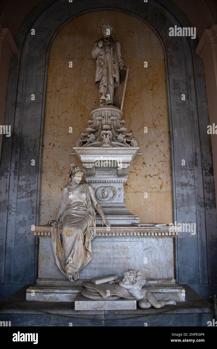 Tomb of Architect Carlo Sada, a seated female figure representing ...