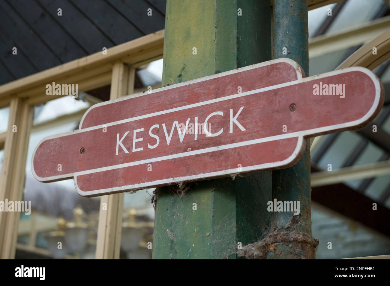 Close up of old British Railways sign at the former Keswick train ...
