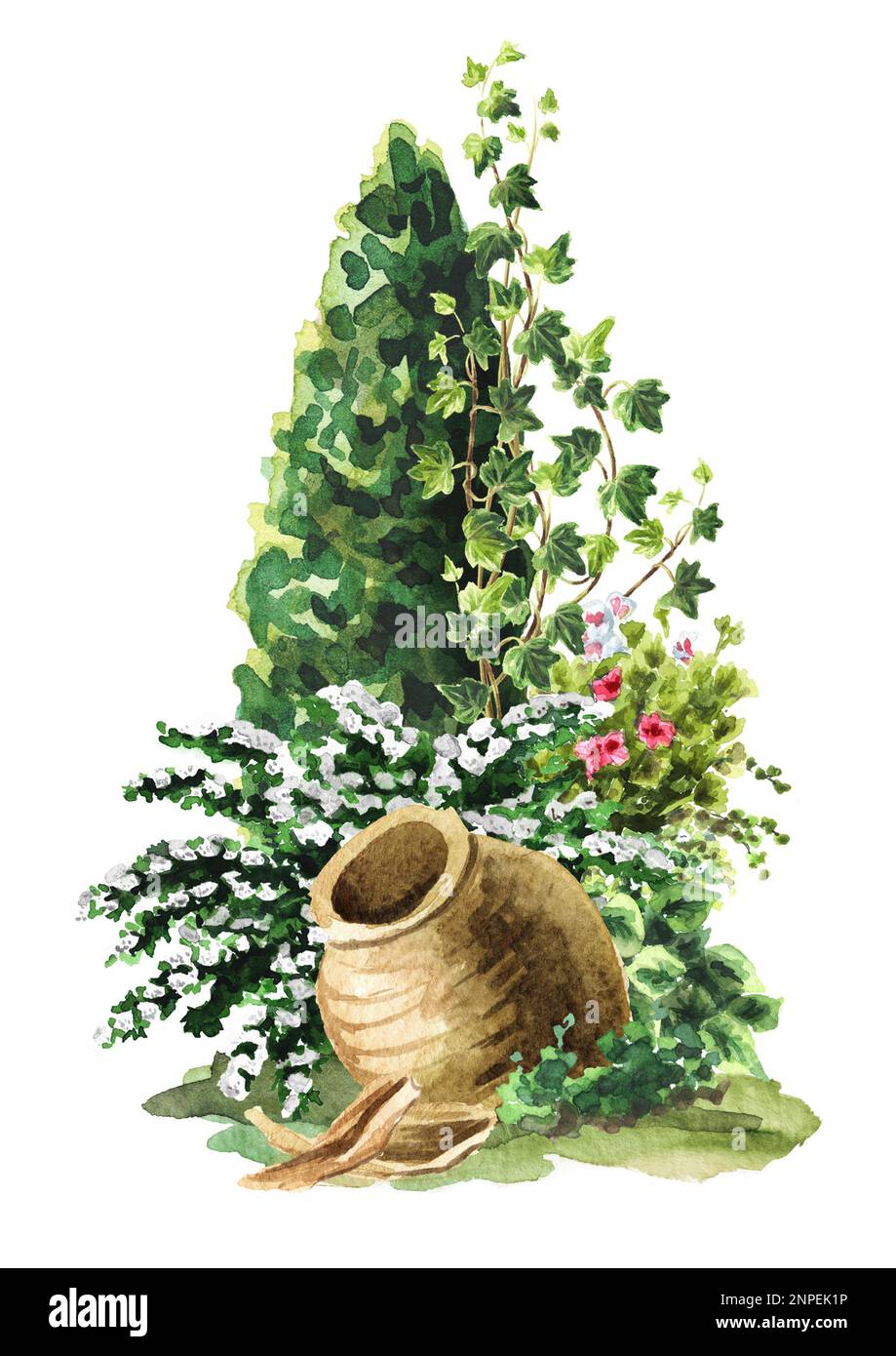 Garden decorative broken Ceramic Jug, Small architectural form ...