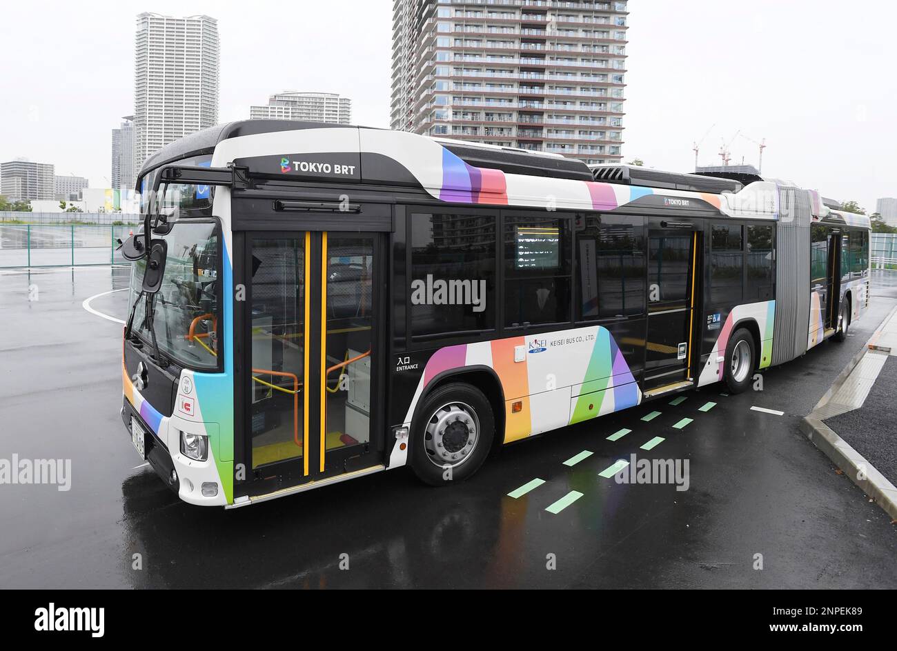 Tokyo BRT starts to operate at Harumi BRT terminal in Chuo Ward, Tokyo on October 1, 2020. Tokyo ...