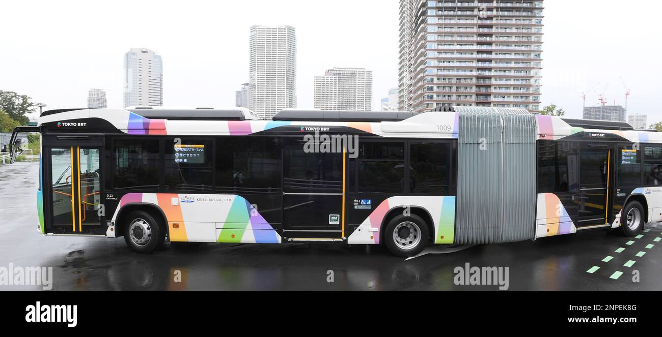 Tokyo BRT starts to operate at Harumi BRT terminal in Chuo Ward, Tokyo on October 1, 2020. Tokyo ...