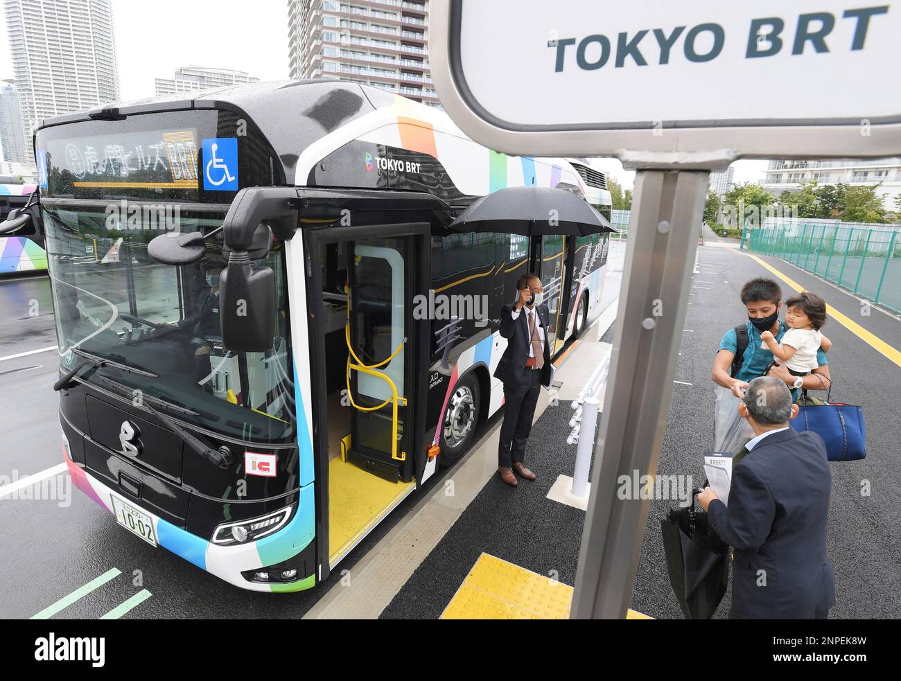 Tokyo BRT starts to operate at Harumi BRT terminal in Chuo Ward, Tokyo on October 1, 2020. Tokyo ...