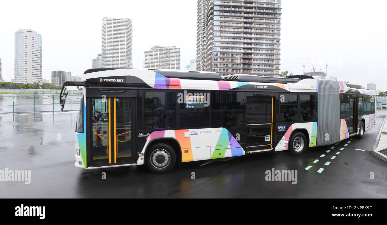 Tokyo BRT starts to operate at Harumi BRT terminal in Chuo Ward, Tokyo ...