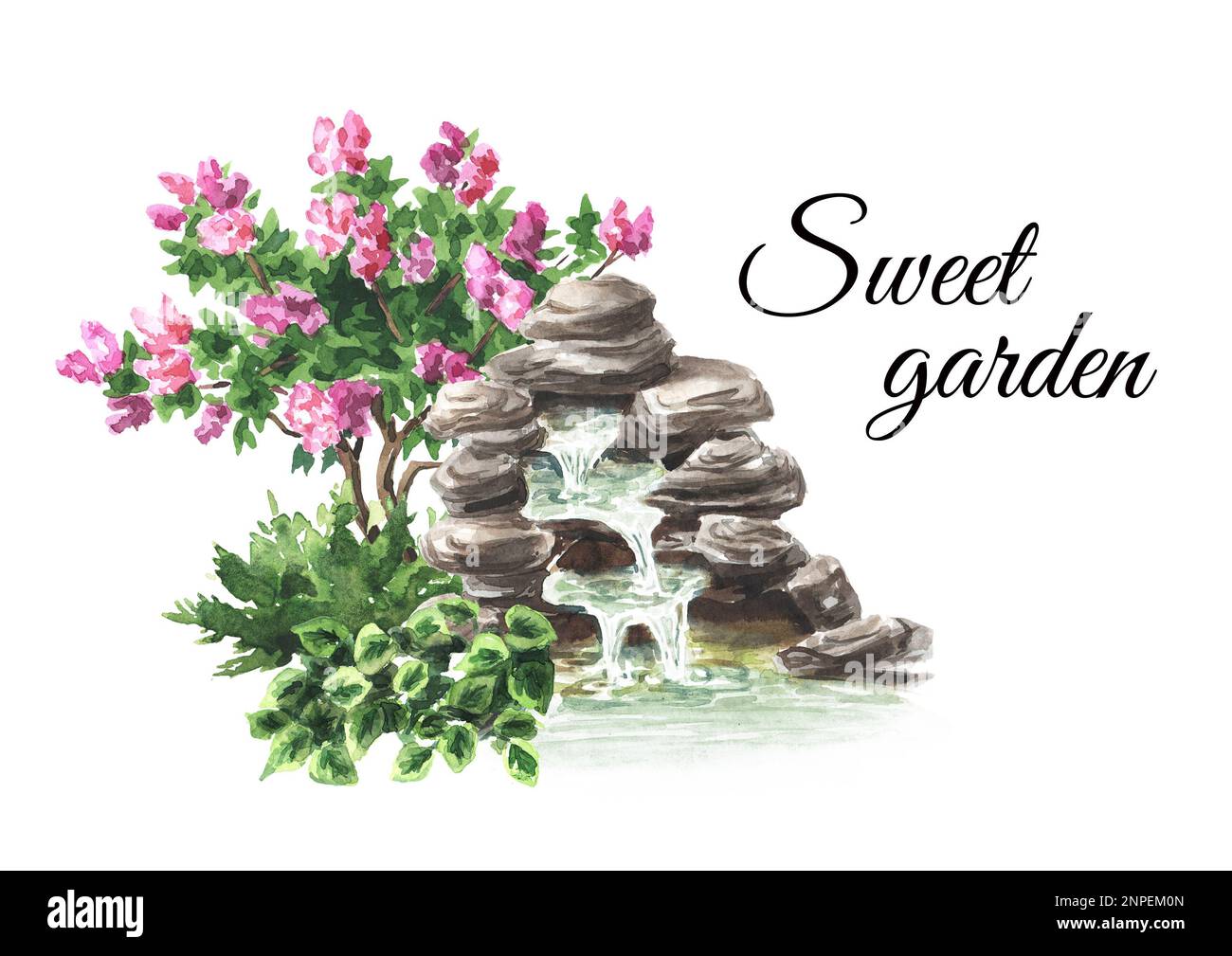 Garden Decorative Cascade Fountain Card. Small architectural form ...