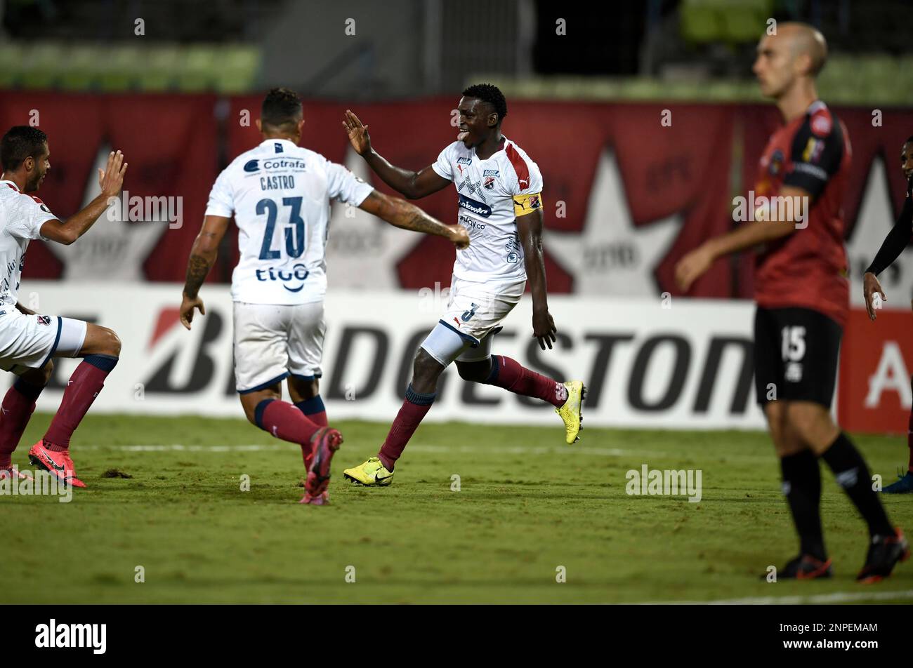 Jesus Murillo of Colombia's Independiente Medellin, center, celebrates ...
