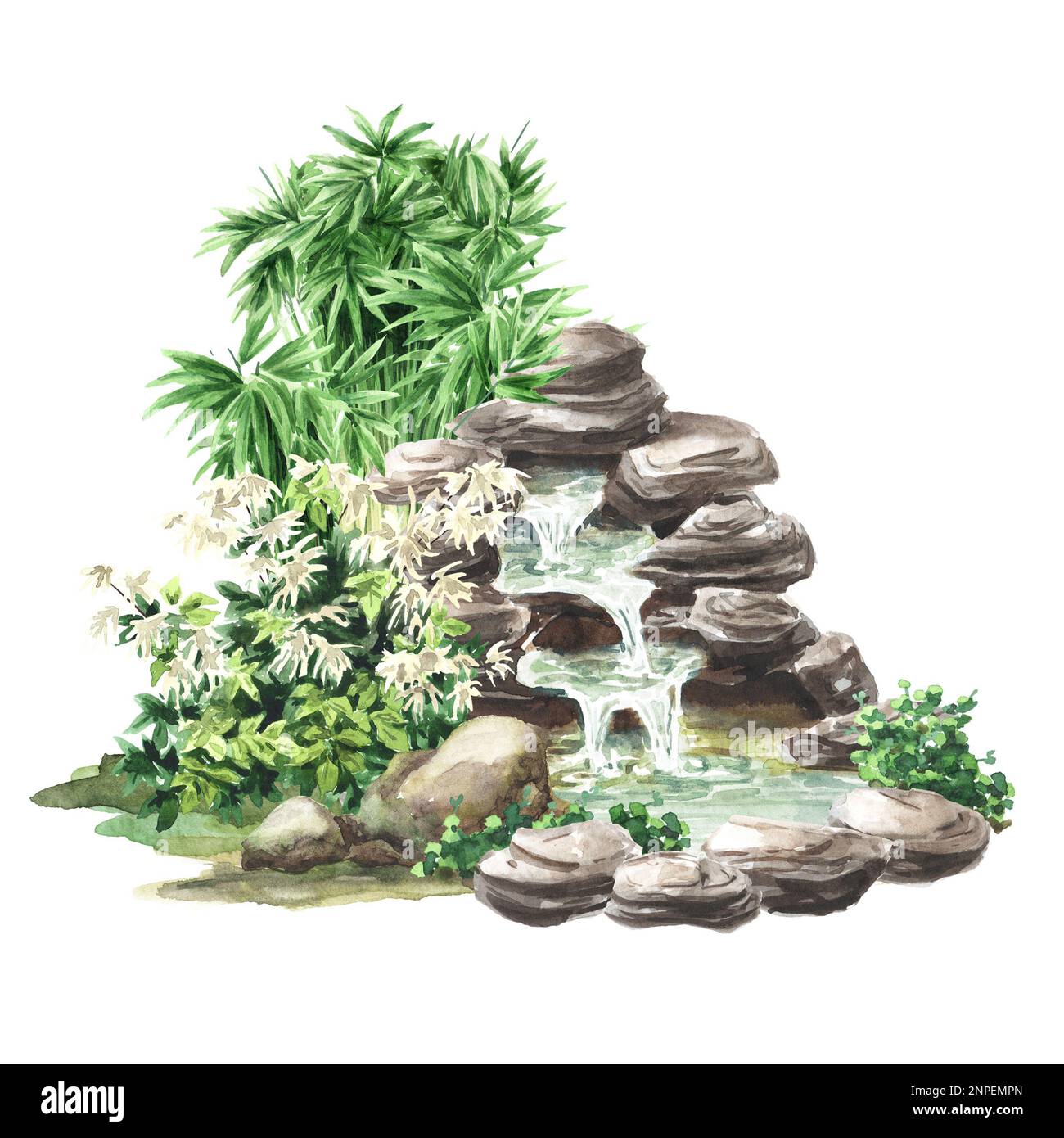 Garden Decorative Cascade Fountain. Small architectural form, Landscape ...