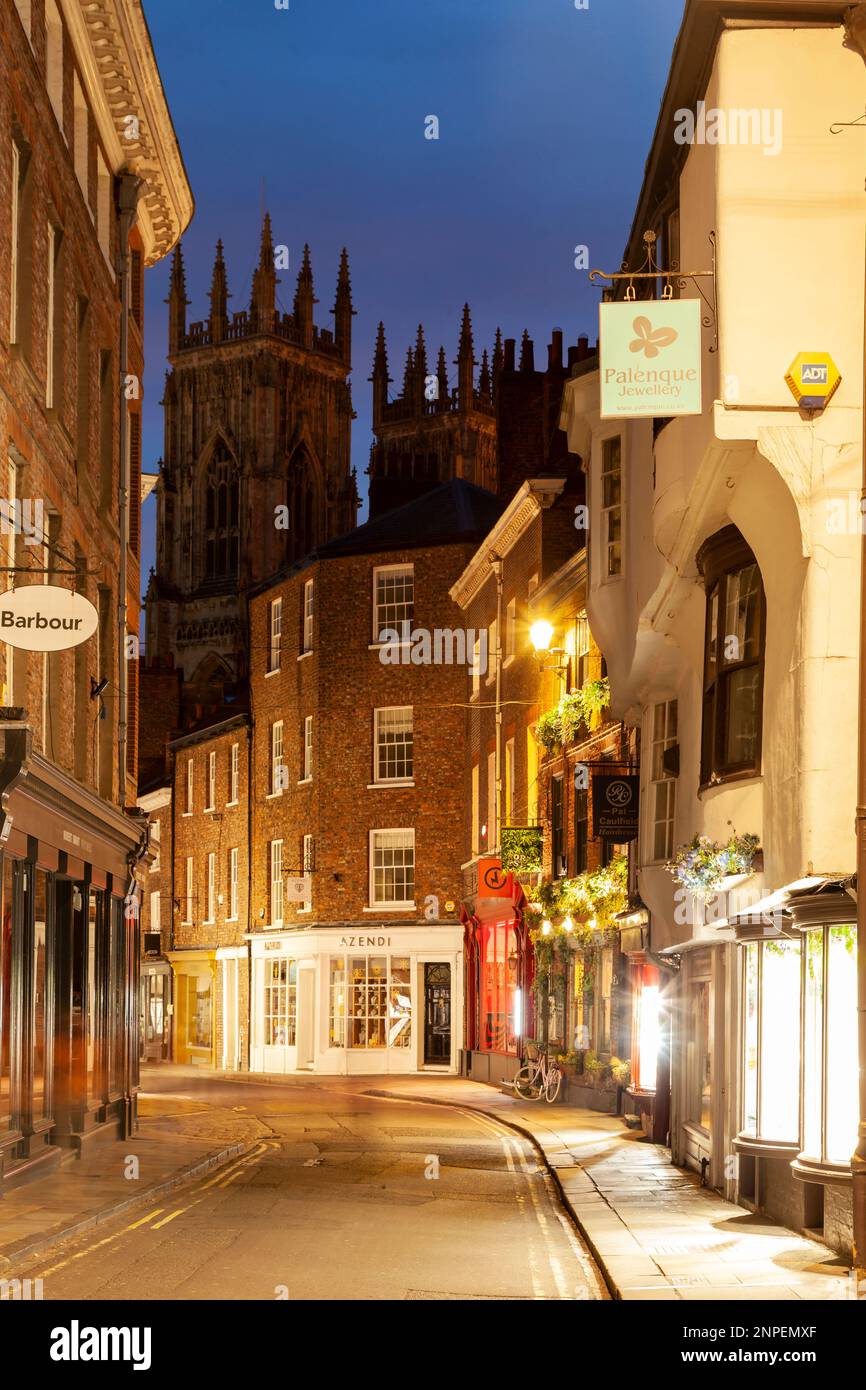 Evening on Low Petergate in York historic centre Stock Photo - Alamy
