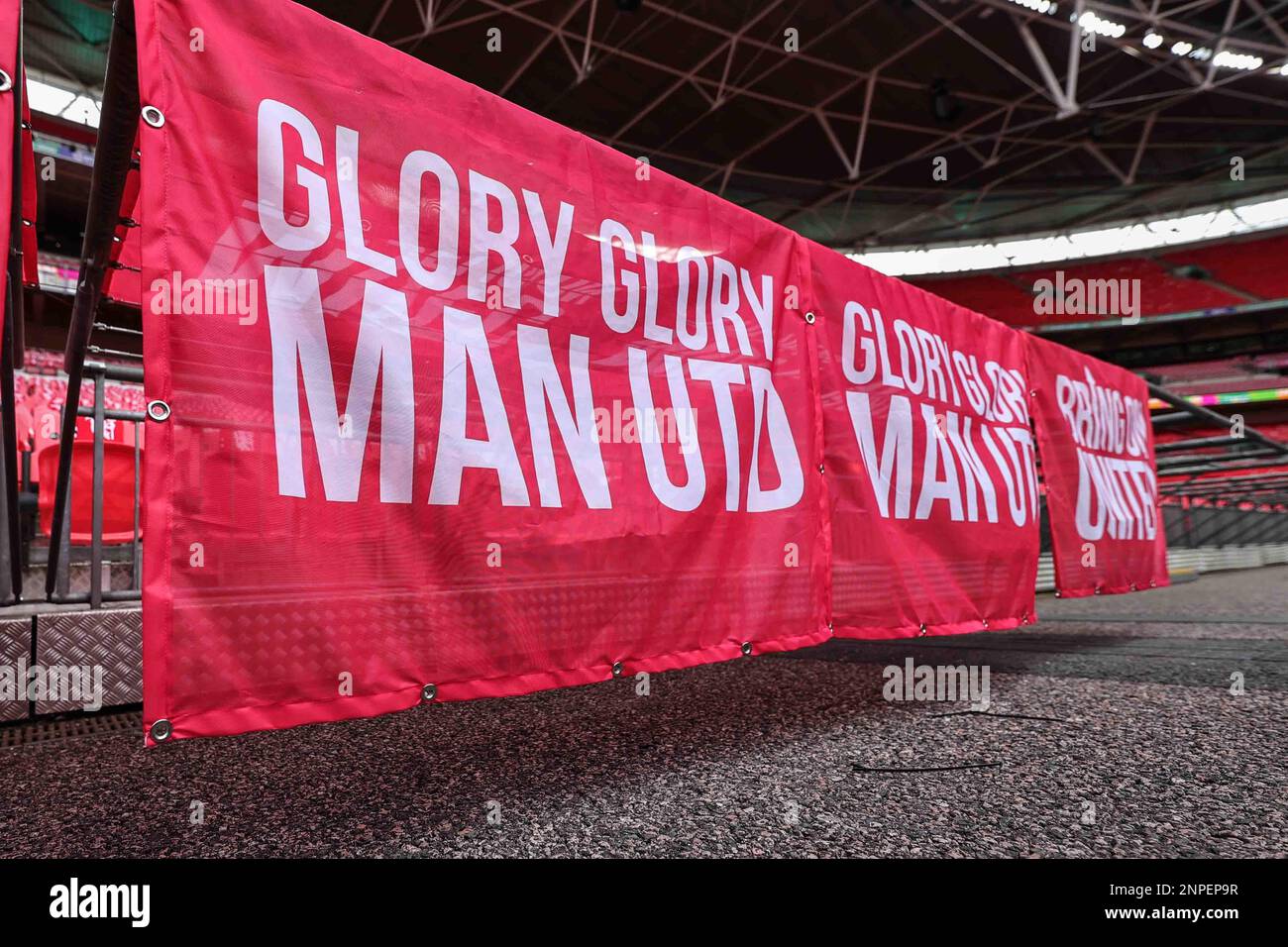 Manchester United banner during the Carabao Cup Final match Manchester ...