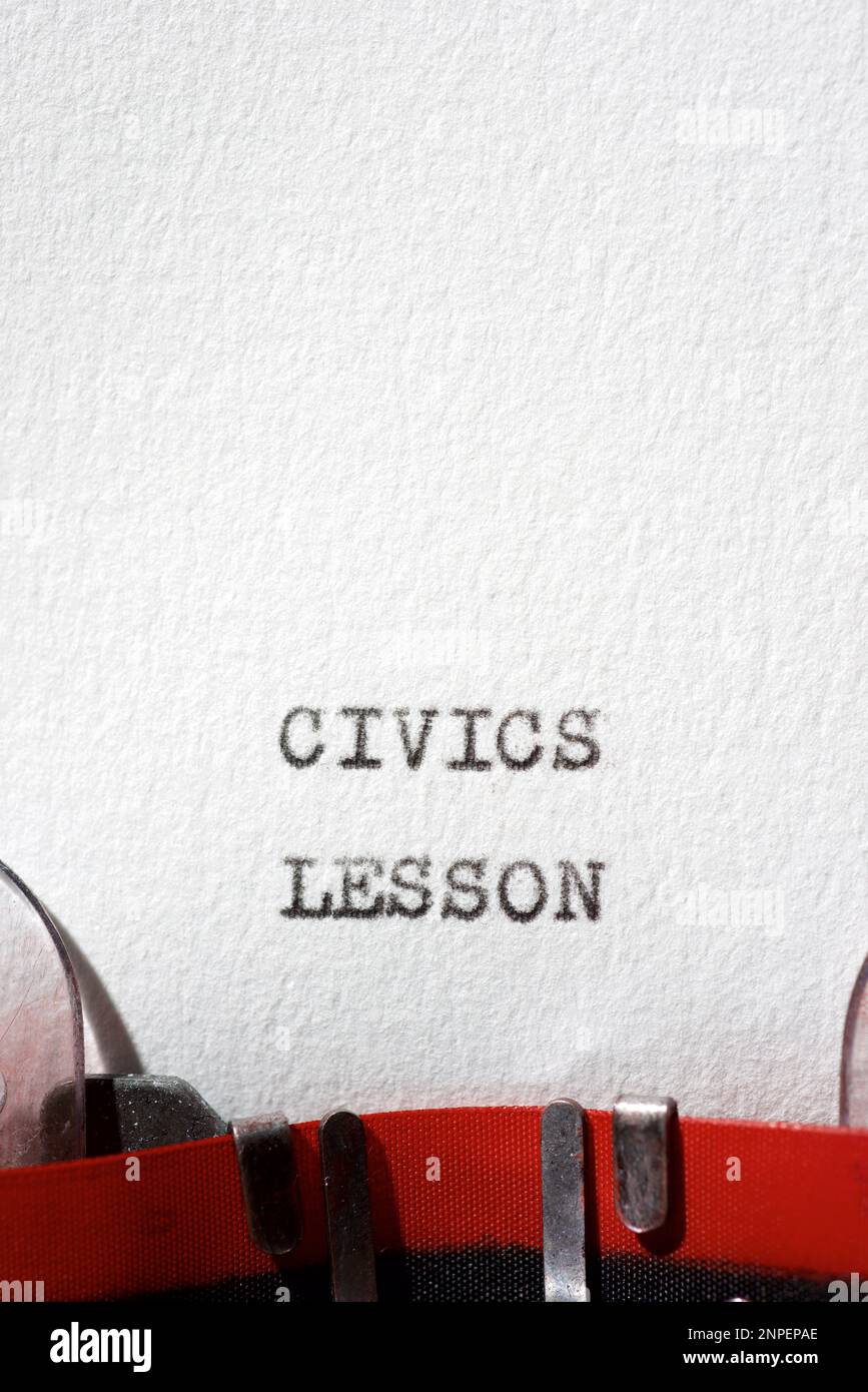 Civics lesson text written with a typewriter Stock Photo - Alamy
