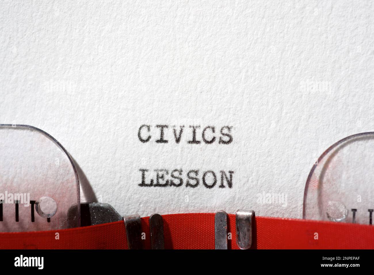Civics lesson text written with a typewriter Stock Photo - Alamy