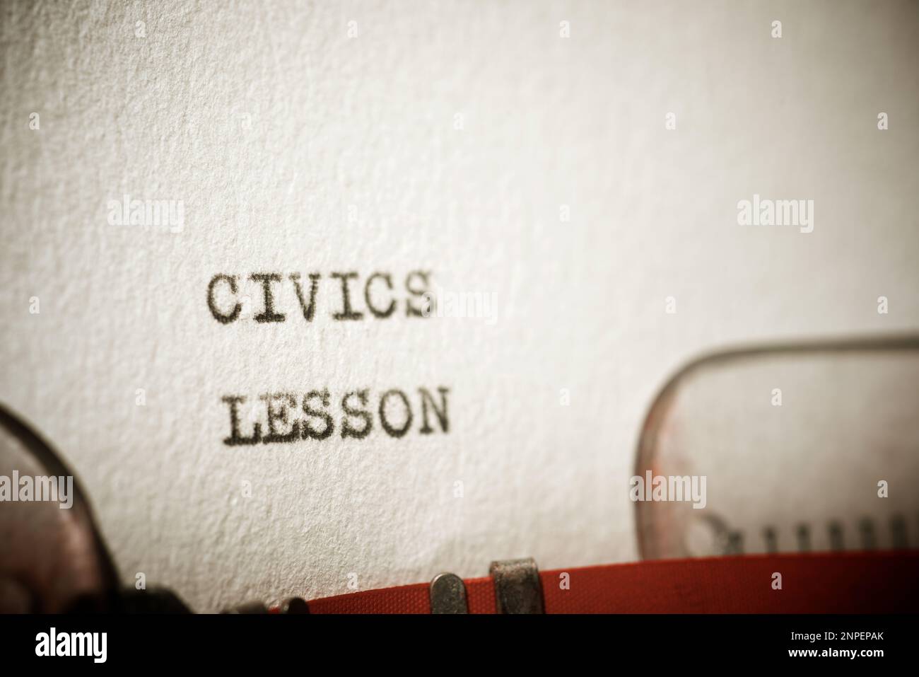 Civics lesson text written with a typewriter Stock Photo - Alamy
