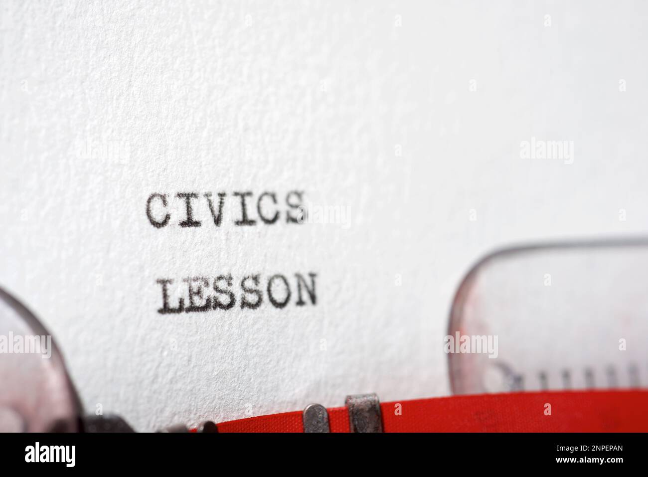 Civics lesson text written with a typewriter Stock Photo - Alamy