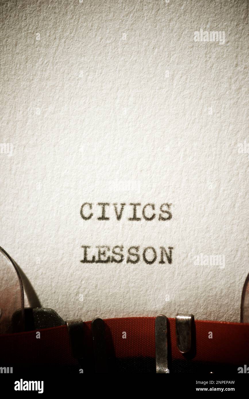Civics lesson text written with a typewriter Stock Photo - Alamy