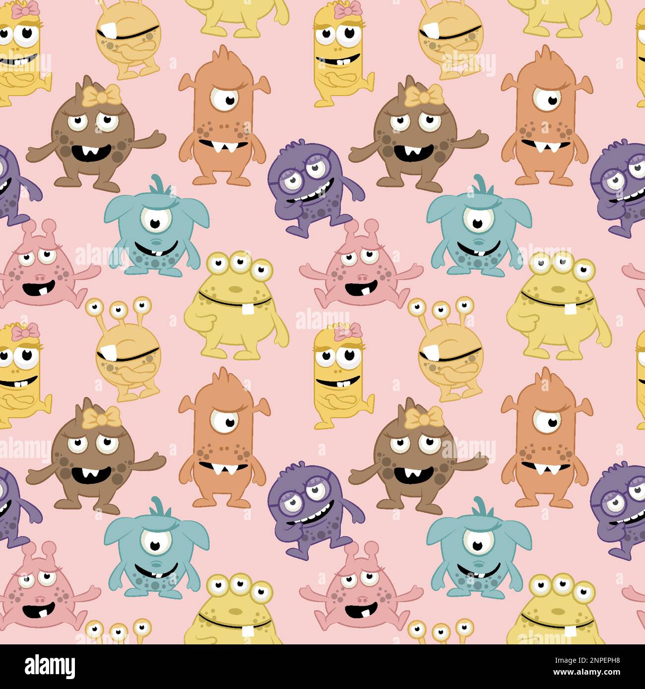 Seamless pattern of cute cartoon monsters. Baby pattern Stock Vector ...