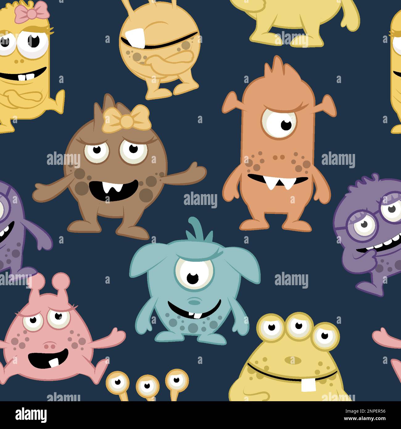 Seamless pattern of cute cartoon monsters. Baby pattern Stock Vector ...