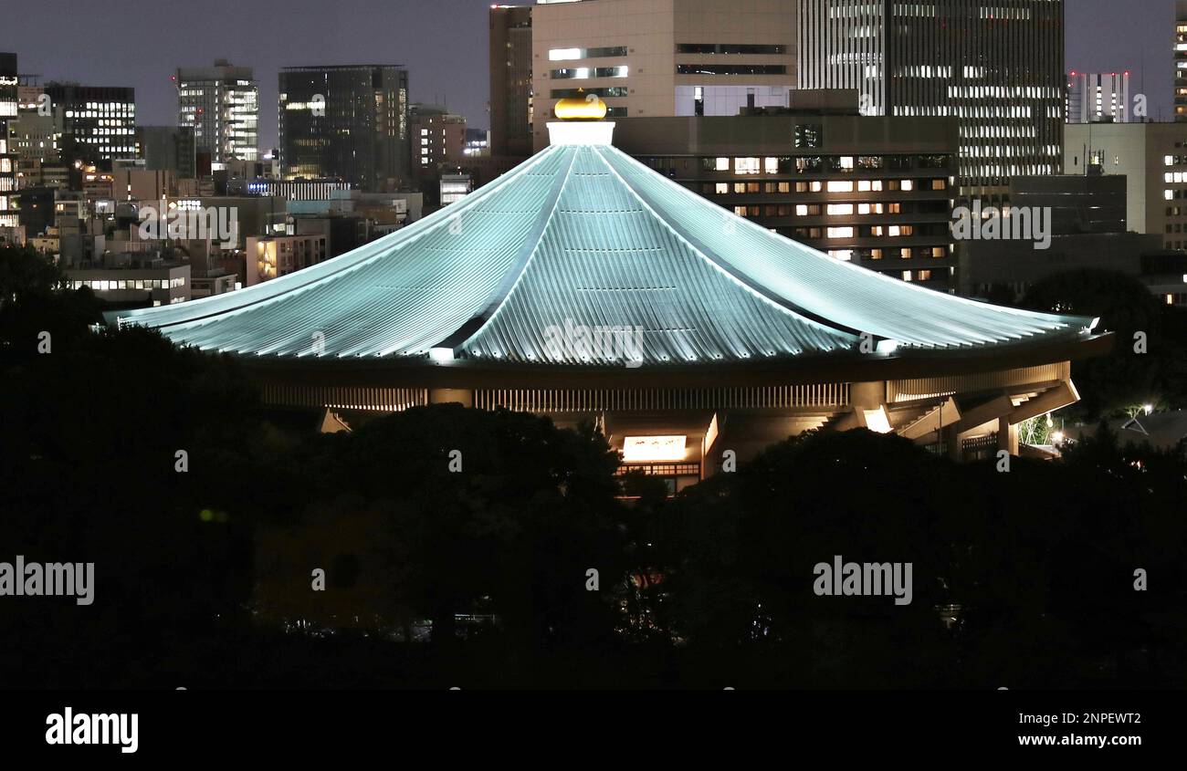 Nippon Budokan is illuminated after the extension and renovation for ...