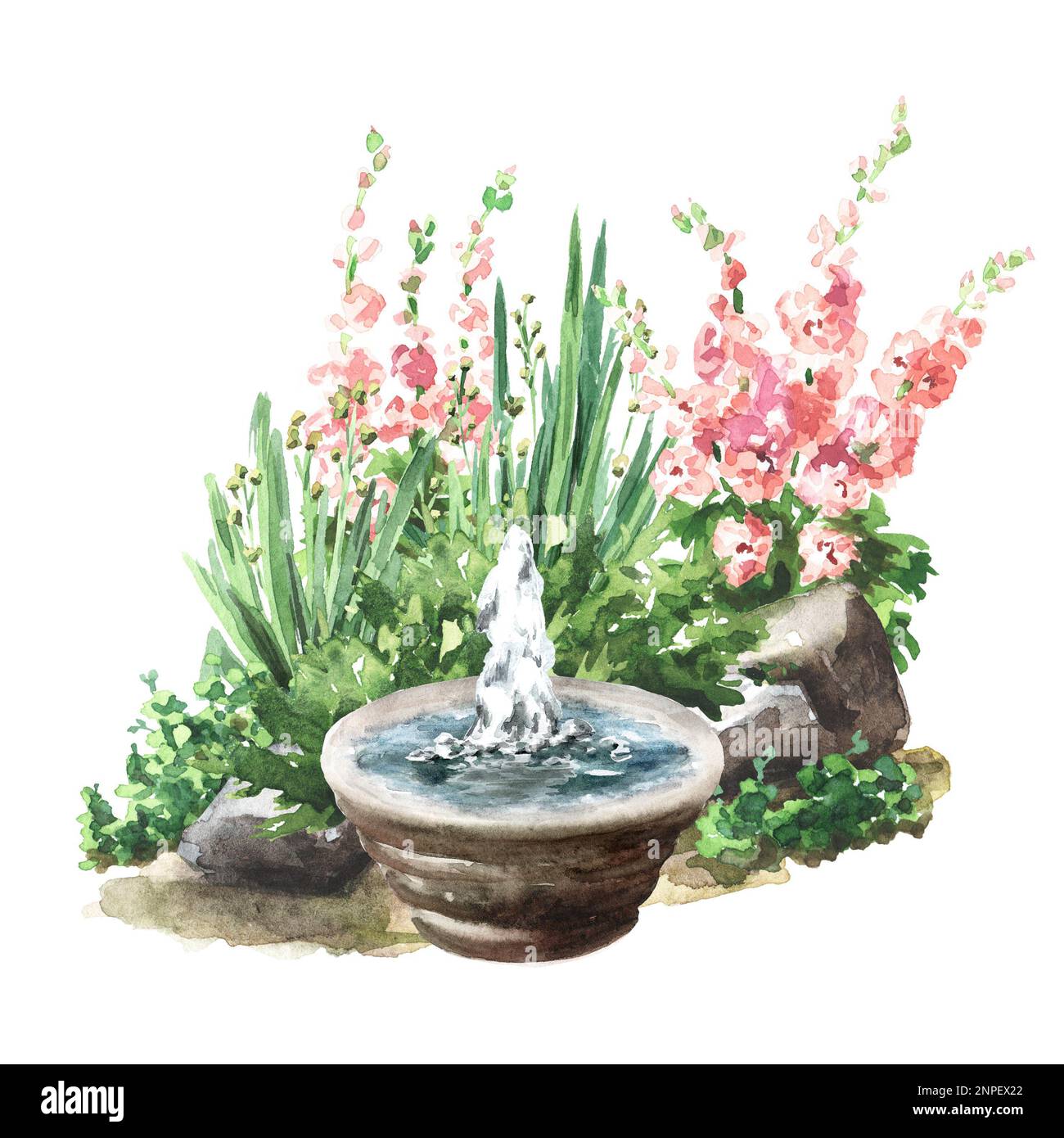 Garden decorative fountain. Small architectural form. Landscape design ...