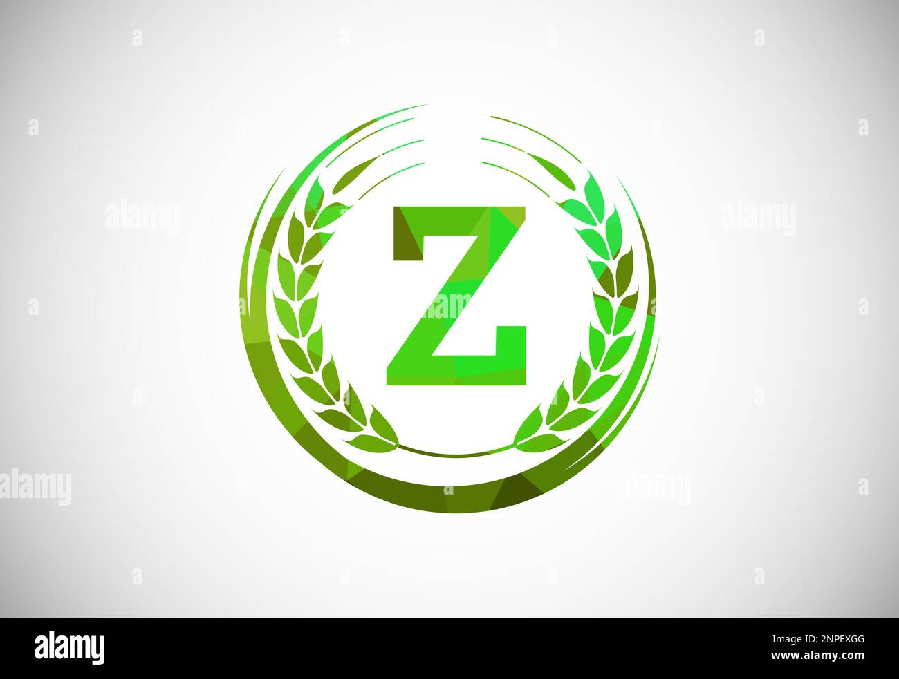 Alphabet Z sign with a wheat wreath. Polygonal low poly organic wheat ...