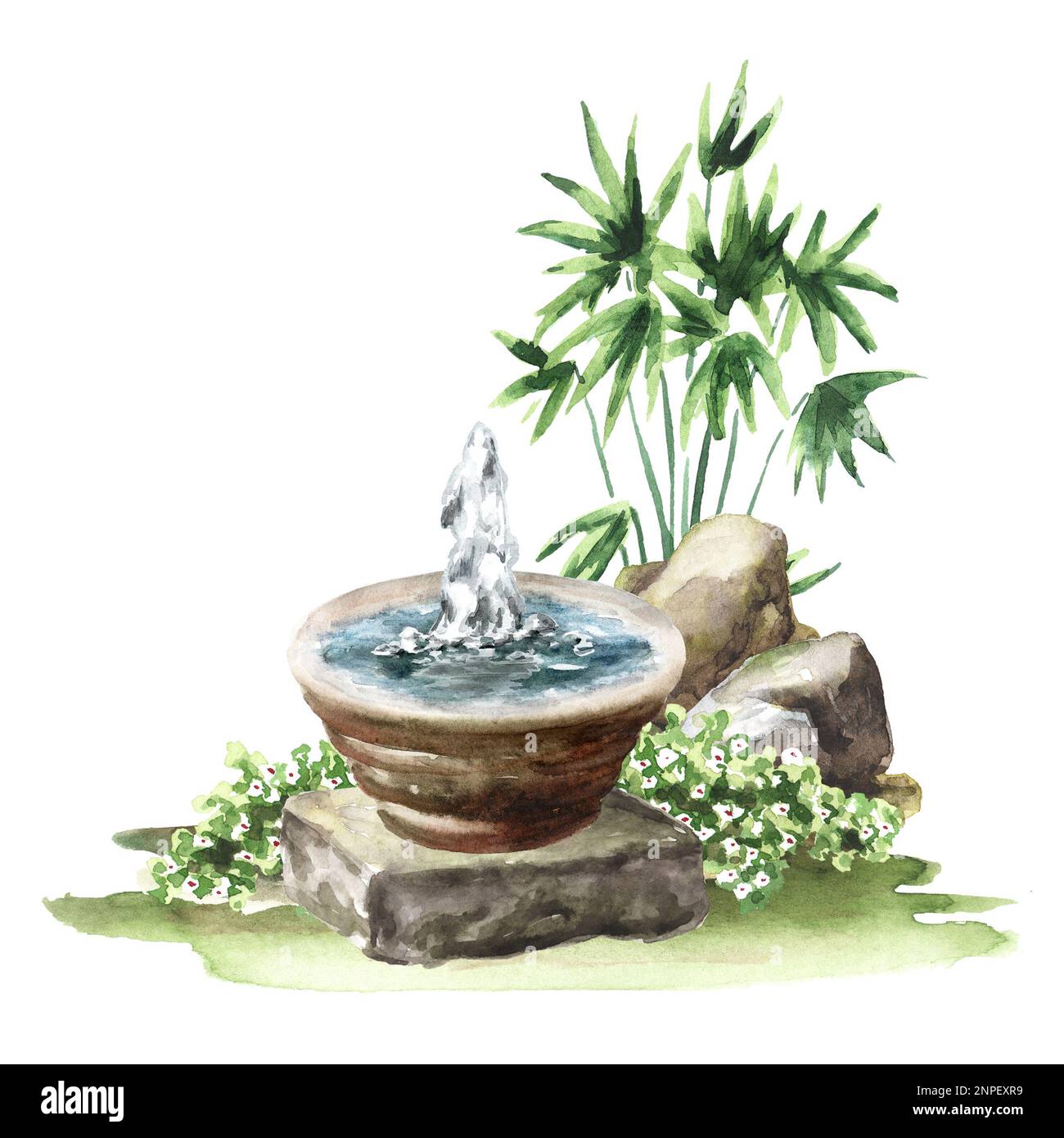 Garden decorative fountain. Small architectural form. Landscape design ...