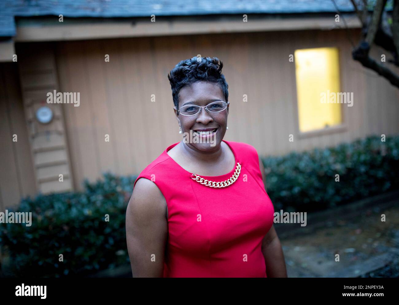 Keisha Waites, who is running for the chair of Fulton County, poses for ...