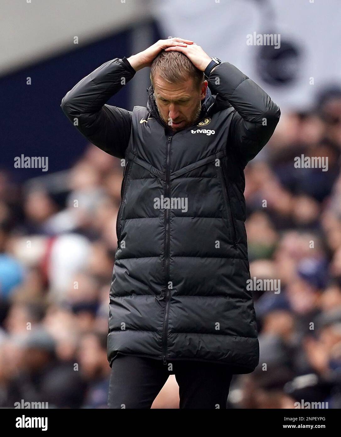 Chelsea manager Graham Potter reacts during the Premier League match at ...