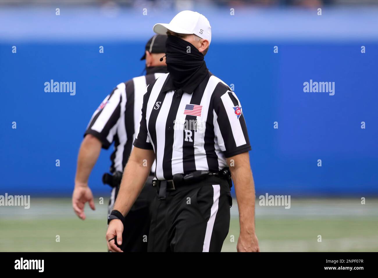 ATLANTA, GA - SEPTEMBER 19: Referee Kyle Olson wears a mask during the ...