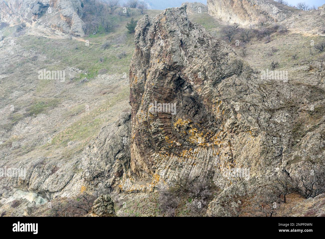 Devil's fireplace rock and bizarre rocks in Dead city. Khoba-Tele Ridge ...